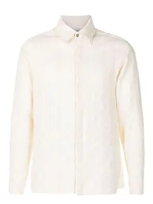 AMIR SLAMA Striped Jacquard Cotton Shirt - Neutrals