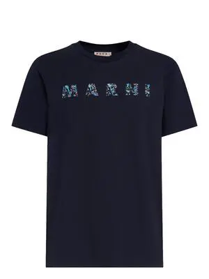 Marni Logo-print Cotton T-shirt - Blue