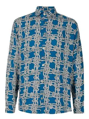 AMIR SLAMA Graphic-print Satin Shirt - Blue