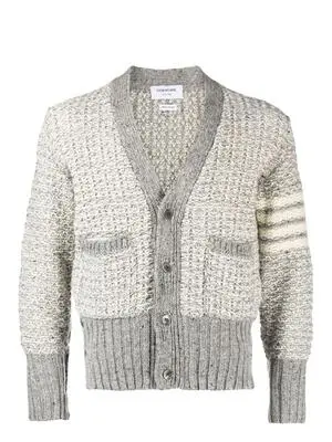 Thom Browne 4-bar Mélange-effect Cardigan - Grey