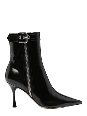 GIANVITO ROSSI 95mm Leather Ankle Boots - Black
