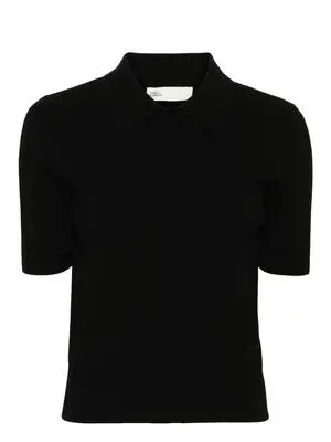 Tory Burch Knitted Polo Top - Black