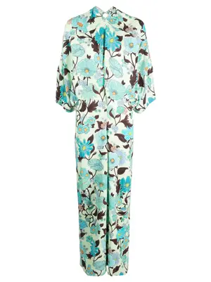 Stella McCartney Garden-print Crepe Long Dress - Green