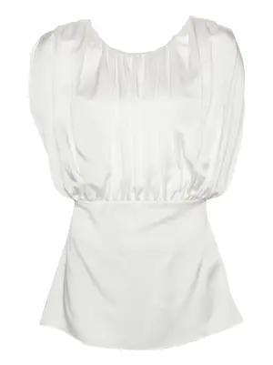 JIL SANDER Ruched Sleeveless Blouse - White