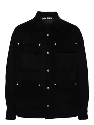Palm Angels Pocket-detail Fleece Overshirt - Black