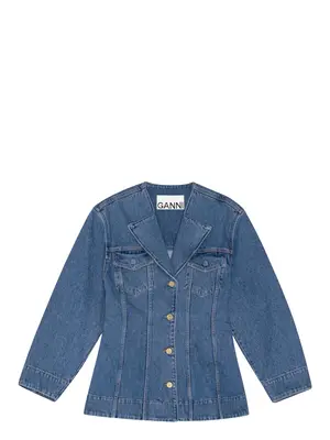 GANNI Tailored Denim Blazer - Blue