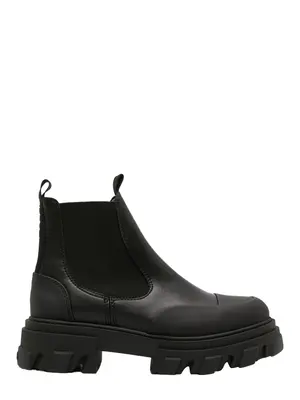 GANNI Leather Chelsea Boots - Black