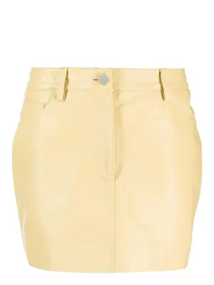 Remain Birger Christensen Leather Mini Skirt - Yellow