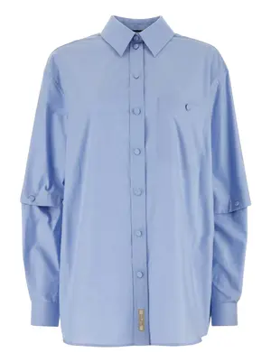 Gucci Logo-patch Detachable-sleeve Shirt - Blue