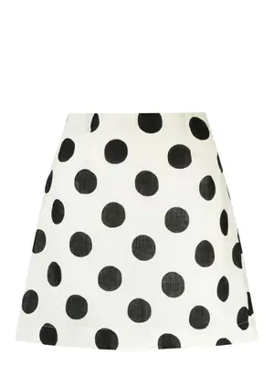 CALA DE LA CRUZ Lulo Polka Dot Linen Skirt - Neutrals