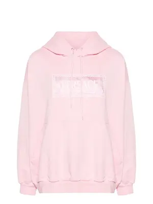 Versace Logo-embroidered Hoodie - Pink