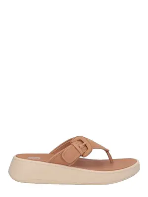 Fitflop Fitflop Leather And Textile Thong Sandals With Buckle Fastening Beige