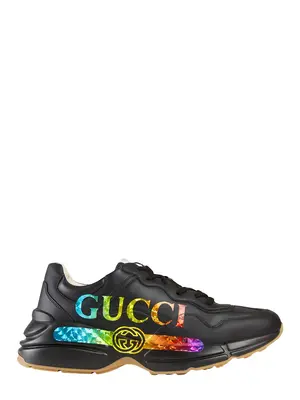 Gucci Rhyton Iridescent Logo Sneakers - Black