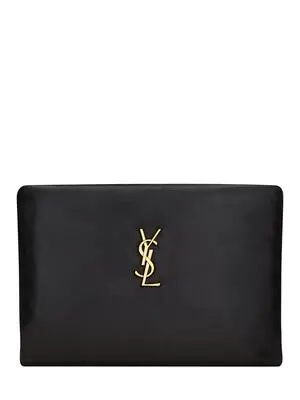 SAINT LAURENT Lambskin Pouch With Logo