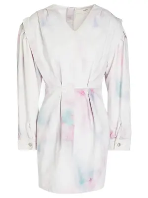MARANT ETOILE Lacanau Tie-dyed Denim Mini Dress - Off-white