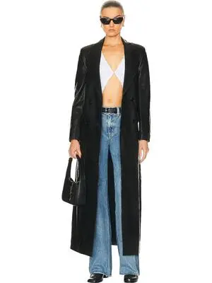 Nour Hammour Misha Long Leather Coat - Black