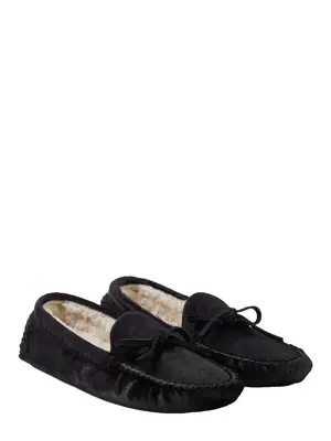 THE ROW Lucca Calf Hair Moccasins - Black