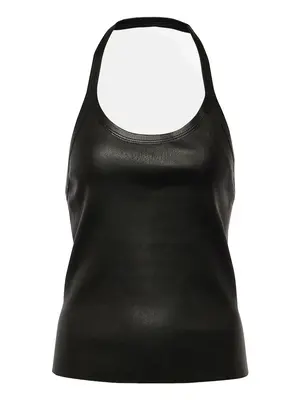 Stouls Cherry Halterneck Leather Top - Black