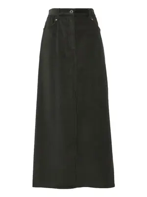 Brunello Cucinelli Cotton Corduroy Maxi Skirt - Black