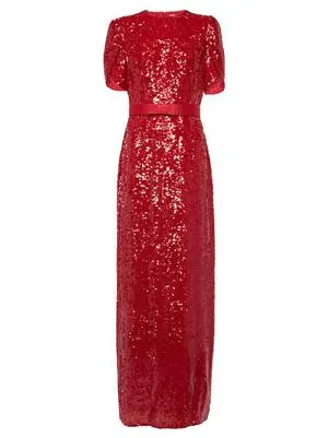 Erdem Bow-detail Sequined Maxi Dress - Red