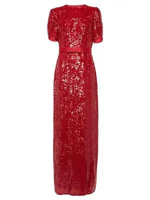 Erdem Bow-detail Sequined Maxi Dress - Red