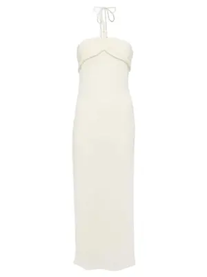 Magda Butrym Magda Butrym Pearl-Detail Halterneck Midi Dress White