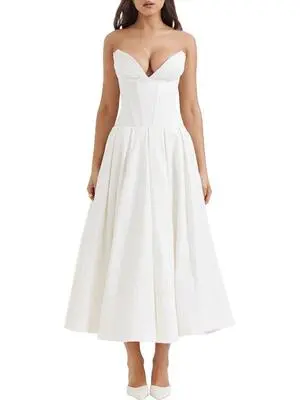 Mirror Palais Sonata Lady Length Midi Dress - Creme | Editorialist