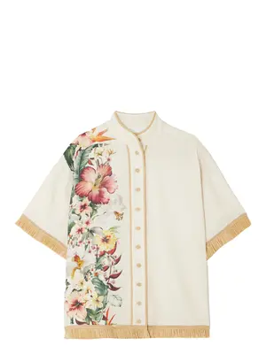 Zimmermann Net Sustain Lexi Floral-print Linen Shirt - Ivory