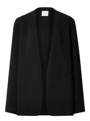 LESET Arielle Pinstriped Crepe Blazer - Black