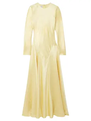 ABADIA Yara Hammered-satin Gown - Yellow