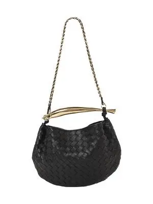 Bottega Veneta Small Sardine Intrecciato Leather Bag - Black/brass