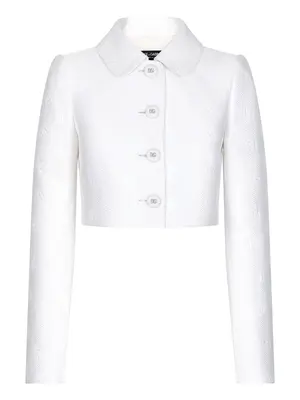 Dolce & Gabbana Monogram Jacquard Cropped Jacket - White