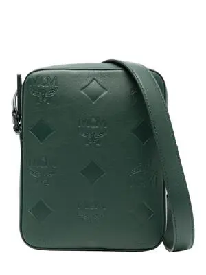 Mcm Mini Klassic Monogram Leather Crossbody Bag - Green
