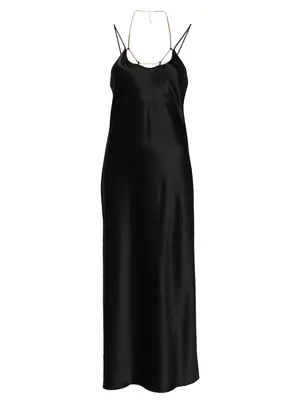 Alexander Wang Chain-strap Silk Midi Dress - Black
