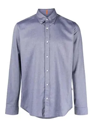 BOSS Pattern-jacquard Cotton Shirt - Blue