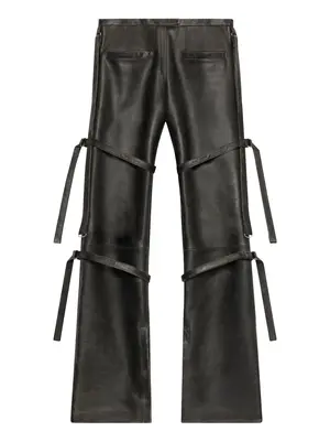 COURREGES Buckled Leather Straight-leg Trousers - Black