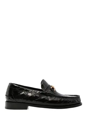 Versace Medusa Crocodile-embossed Leather Loafers - Black