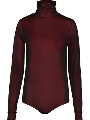 MAISON MARGIELA Sheer Long-sleeve Jersey Bodysuit - Red