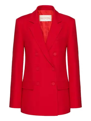 Valentino Garavani Crepe Couture Double-breasted Blazer - Red