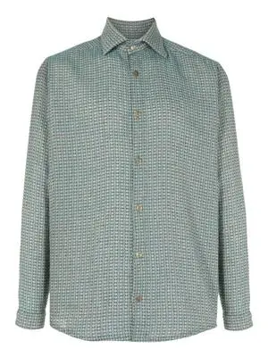 AMIR SLAMA Logo-engraved Jacquard Shirt - Green