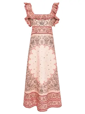 Zimmermann Matchmaker Frilled Midi Dress - Pink
