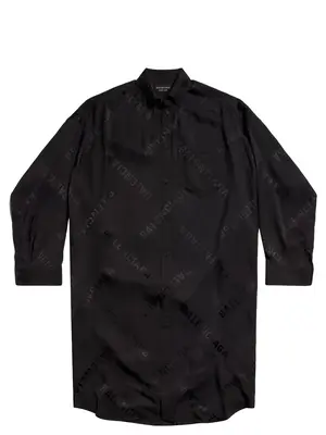 Balenciaga Diagonal Logo-print Shirtdress - Black