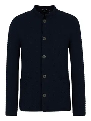 Giorgio Armani Zigzag-embroidered Cardigan - Blue