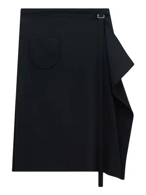 COURREGES Tailored Folded Midi Skirt - Black