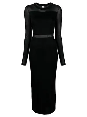 TOTEME Semi-sheer Fine-knit Long Dress - Black