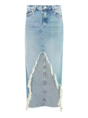 MOTHER The Ditcher Maxi Super Fray Skirt - Blue