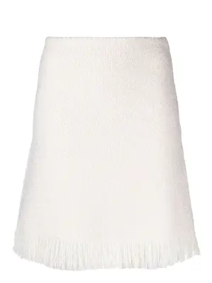 Chloé Bouclé Fringed A-line Miniskirt - Neutrals
