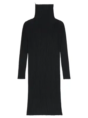MAISON MARGIELA Long Sleeve Plissé Midi Dress - Black