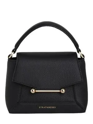 Strathberry Mini Mosaic Leather Top Handle Bag - Black