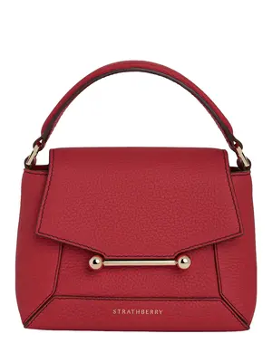 Strathberry Strathberry Mini Mosaic Leather Top Handle Bag Raspberry Red